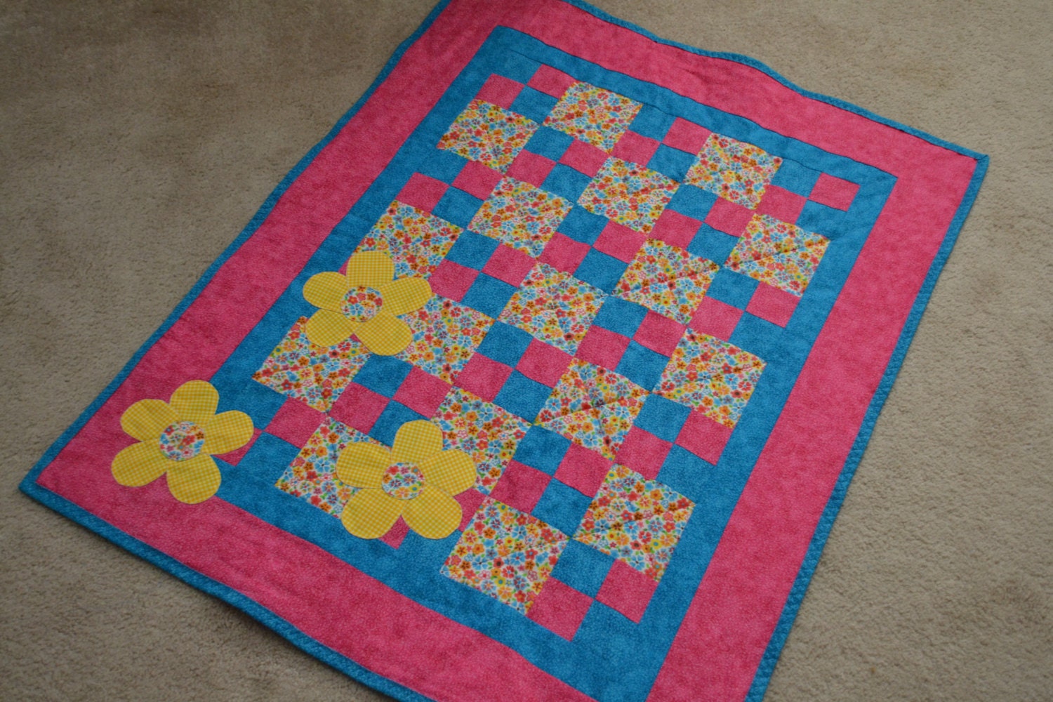 Pop of Flower Baby Quilt