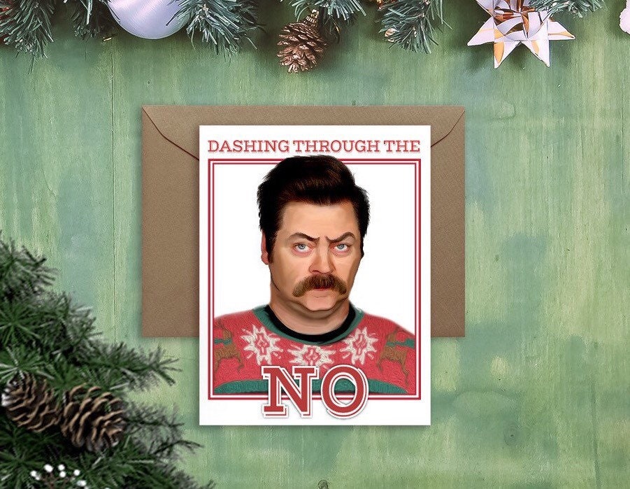 Ron Swanson Christmas Card Ugly Sweater Holiday Card Ron Swanson Christmas Card Ugly Sweater Holiday Card