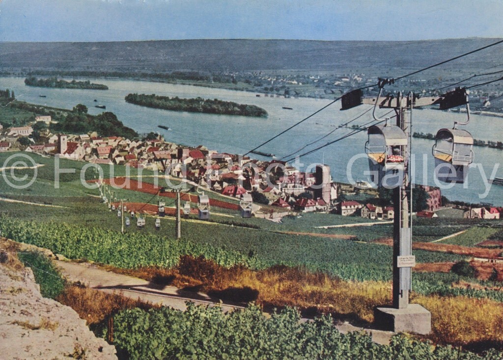 Vintage Postcard Rudesheim on the Rhine Germany Funicular