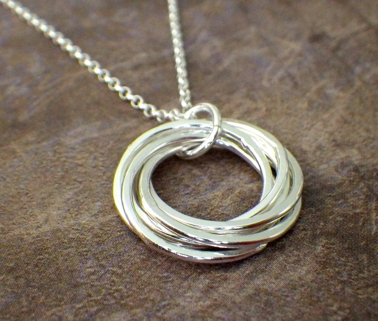 7 Rings Necklace Interlocking Rings 70th Birthday Necklace