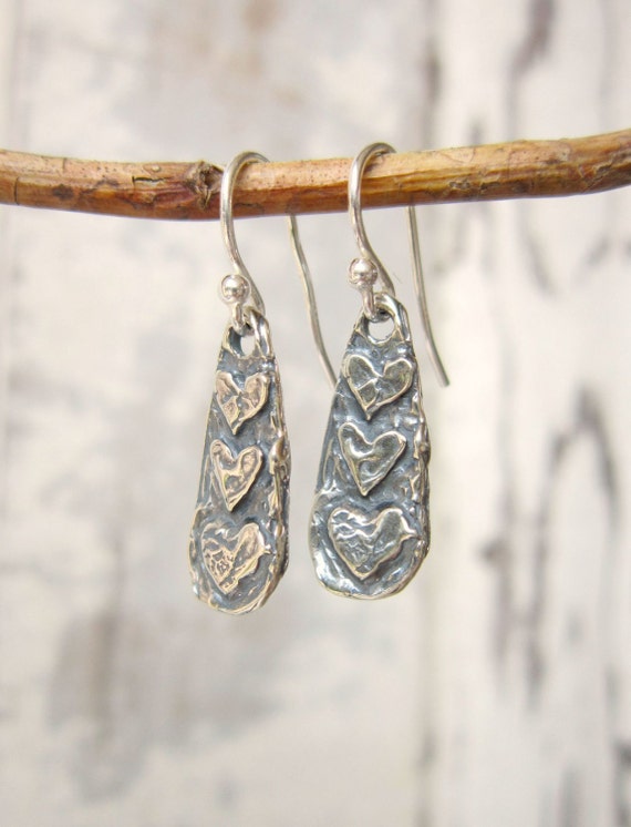 Sterling Silver Heart Earrings.Sterling Silver