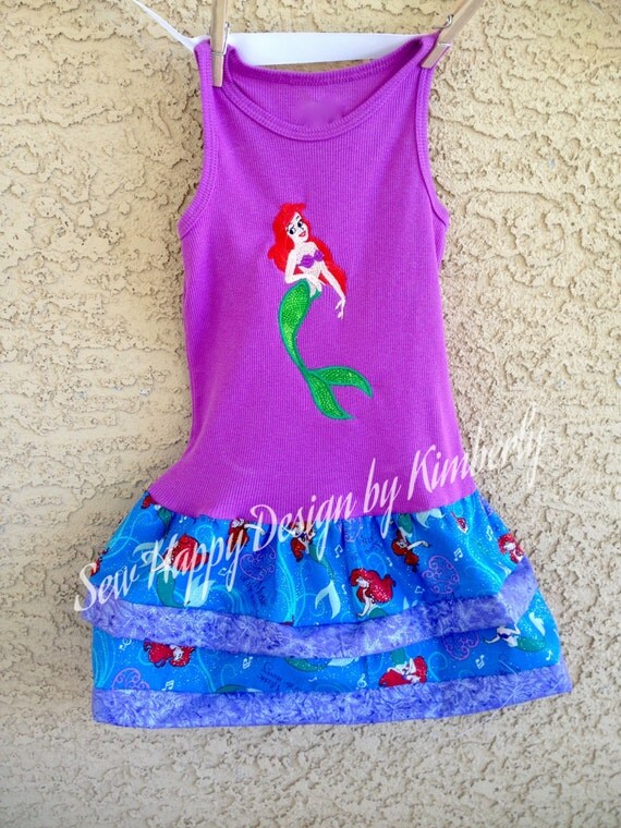 Items similar to LITTLE MERMAID ARIEL Tank Top Dress various sizes ...