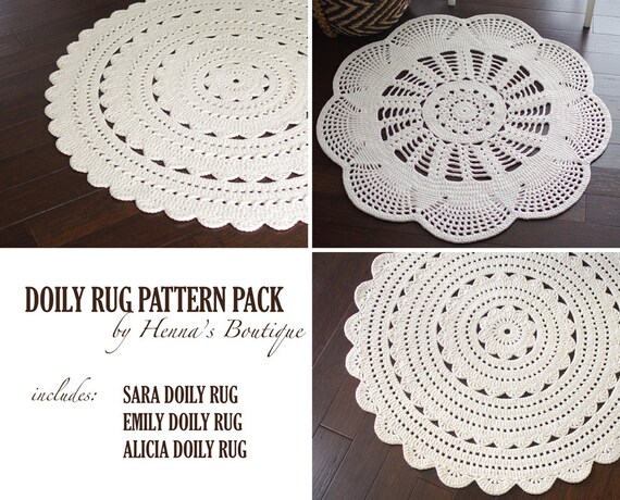 Crochet Doily Rug Pattern Pack Three doily rugs PDF