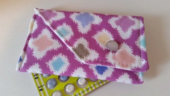 Birth Control Case with Snap Corlosure Purple and colors