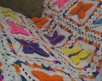 Afghan Pattern .. Stunning Butterfly Rug .. PDF Crochet