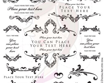 Items similar to Digital Flourish Frame Clipart Vintage Clip Art ...