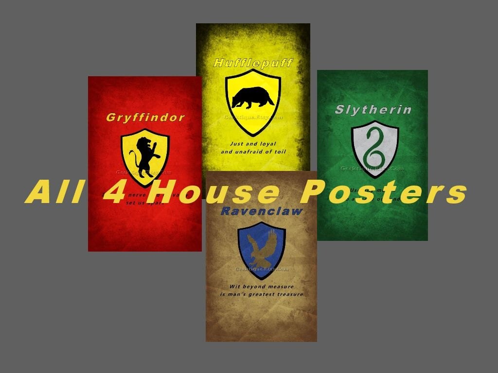 Hogwarts House Posters Minimalist Poster Harry Potter