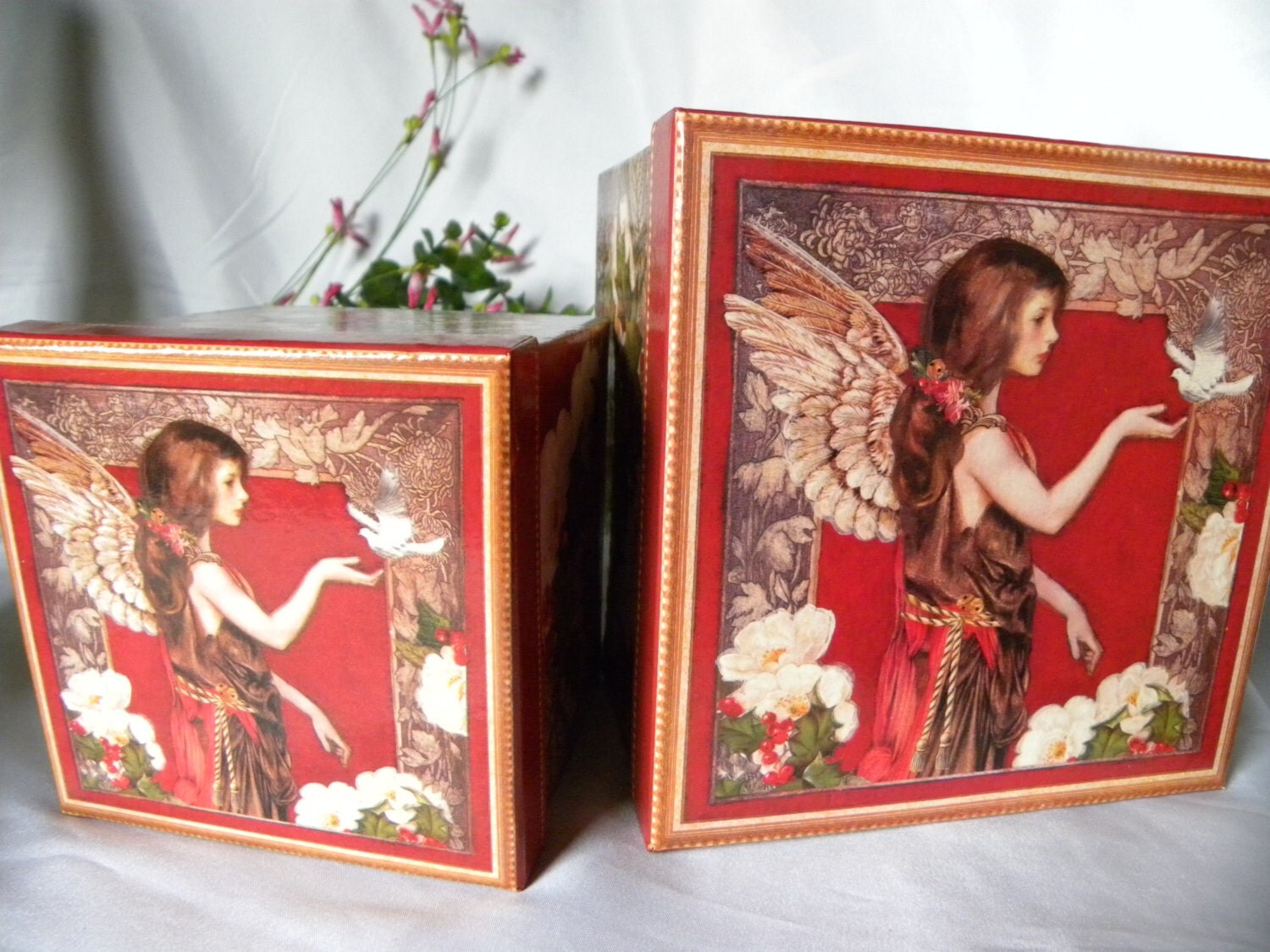 Gift Box, Keepsake Box, Victorian Angel Box, Snowman Gift Box, Art ...