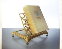 vintage brass book holder adjustable tabletop book stand display easel