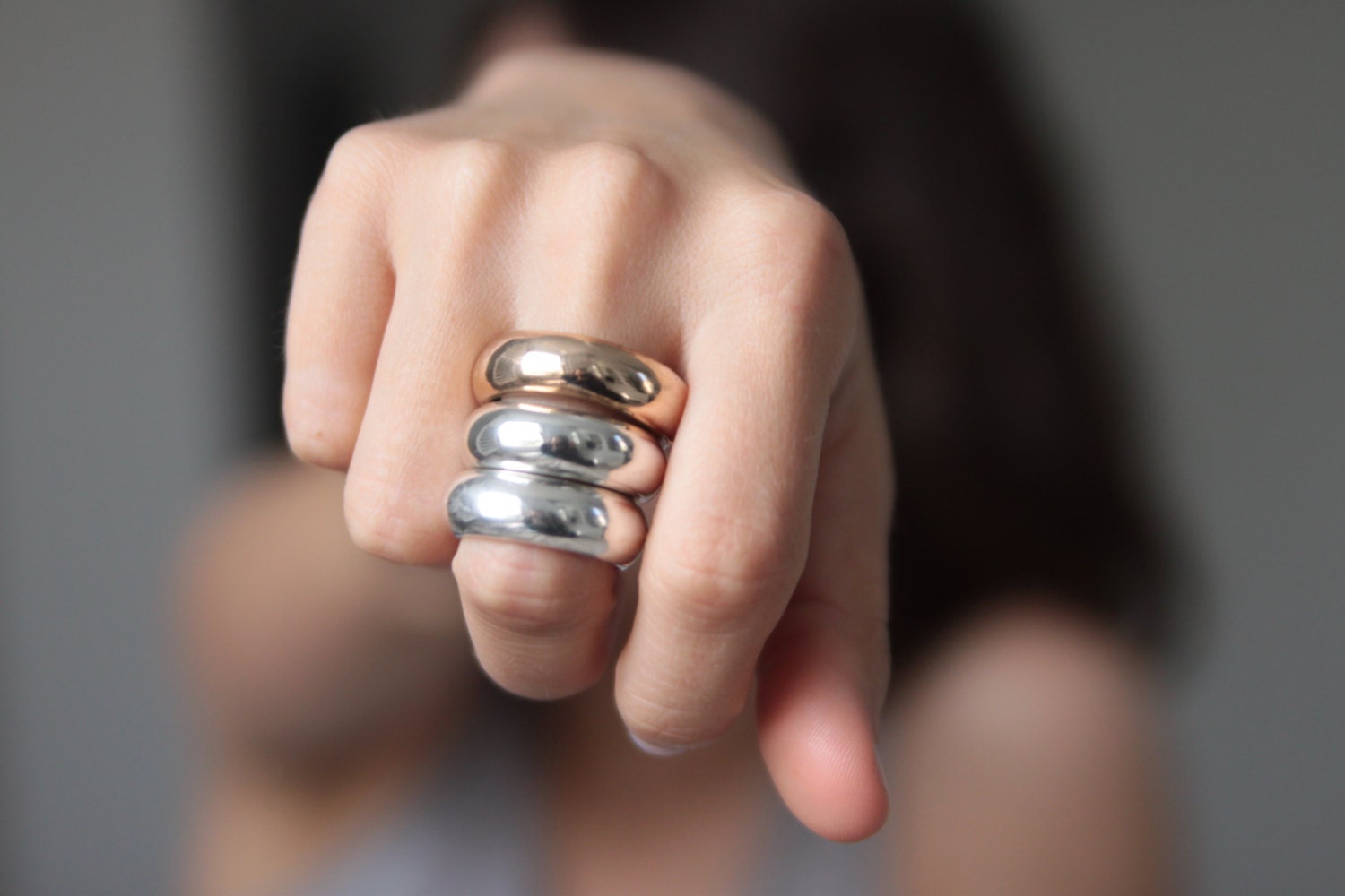 POWER RING wide solid sterling silver statement jewelry. Bold