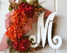Popular items for fall monogram wreath on Etsy
