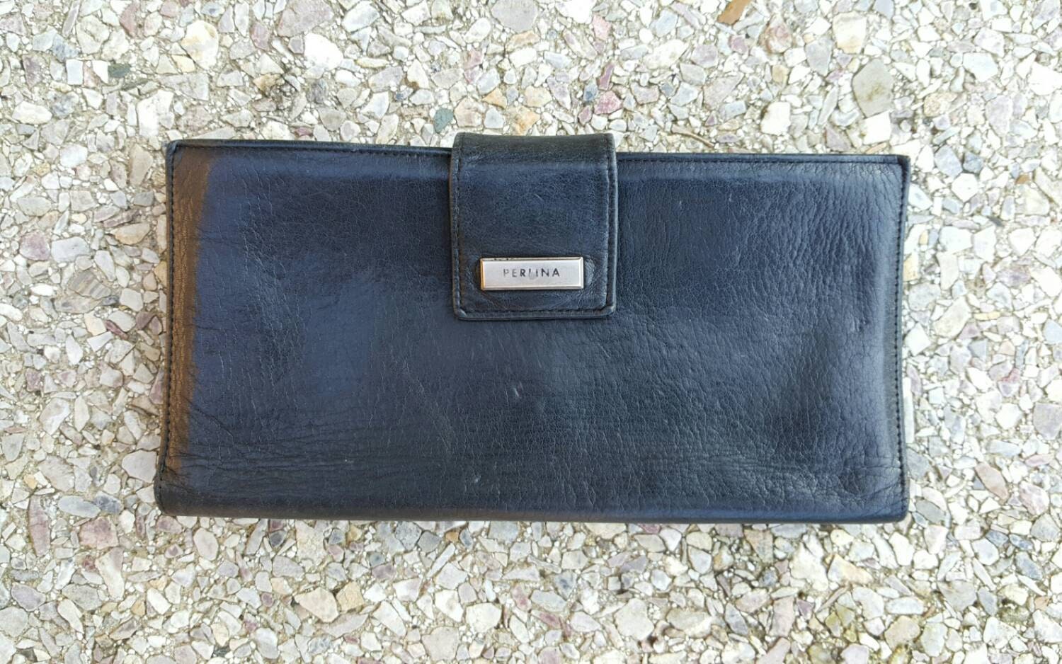 Perlina Black Leather Checkbook Wallet – Haute Juice