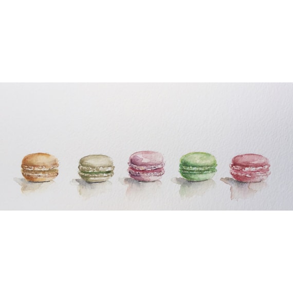 Macarons kitchen art original watercolor painting