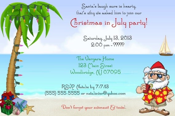 Christmas In July Invitation Santa Snowman By QualityDesignsKathy