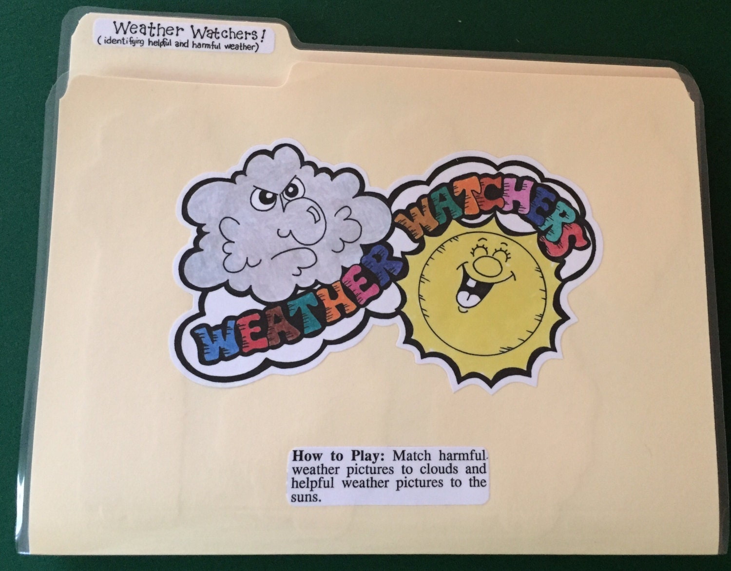 WEATHER WATCHERS Weather File Folder Game Ready to play