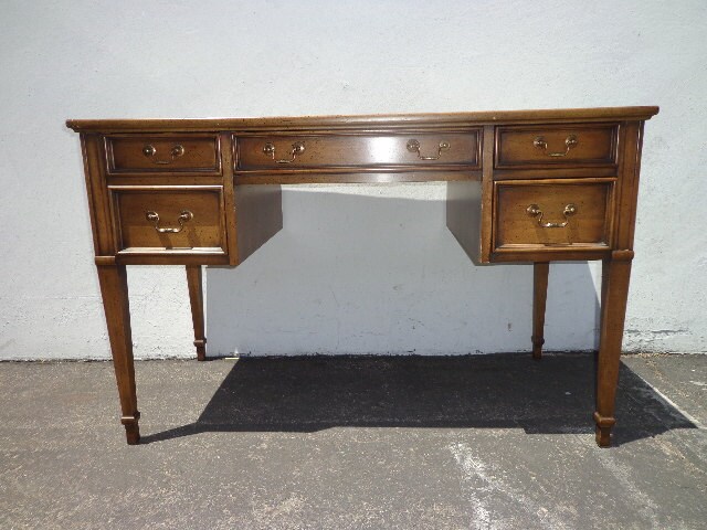 Leather Top Writing Desk Sligh Lowery Vintage Regency Mid Century ...