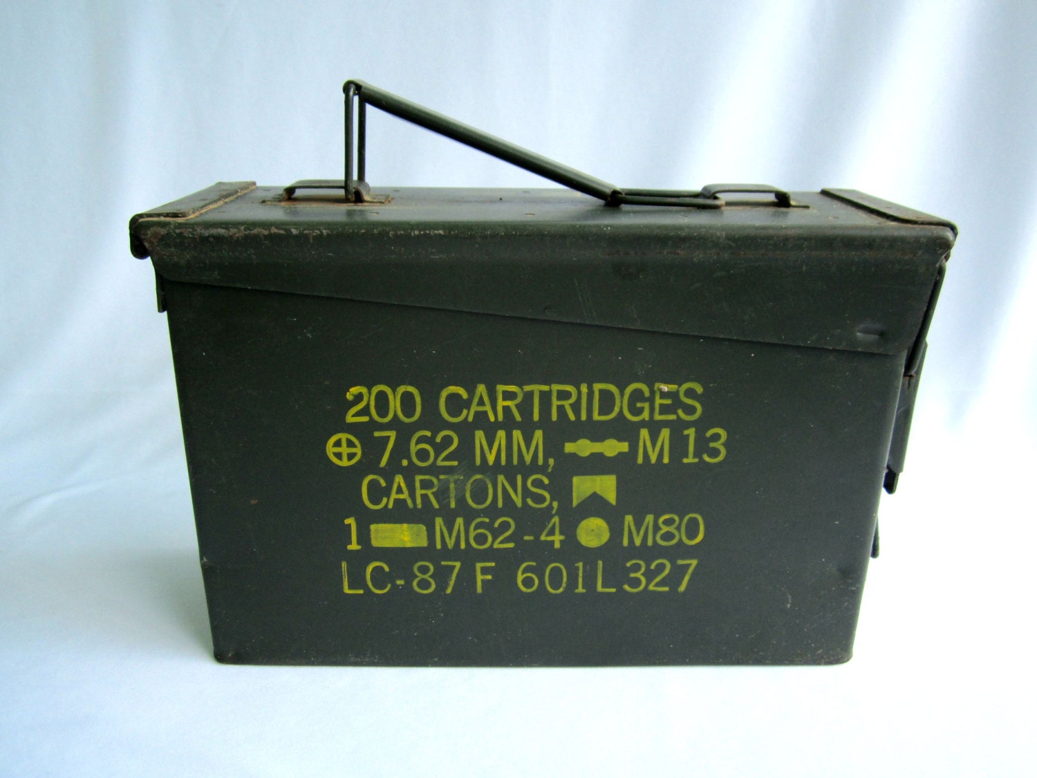 Ammo Box Metal Stash Box Gun Cartridge Steel Industrial Man Cave Rustic ...