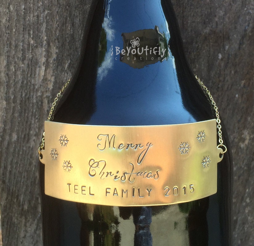 Personalized Wine Bottle Tag Custom Stamped Bottle Gift Tag