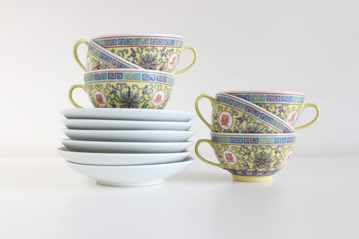 Vintage Chinese Famille Jaune Tea Set / Antique Chinese Tea Serving Set ...