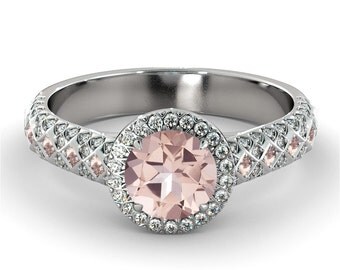 Large morganite ring | Etsy