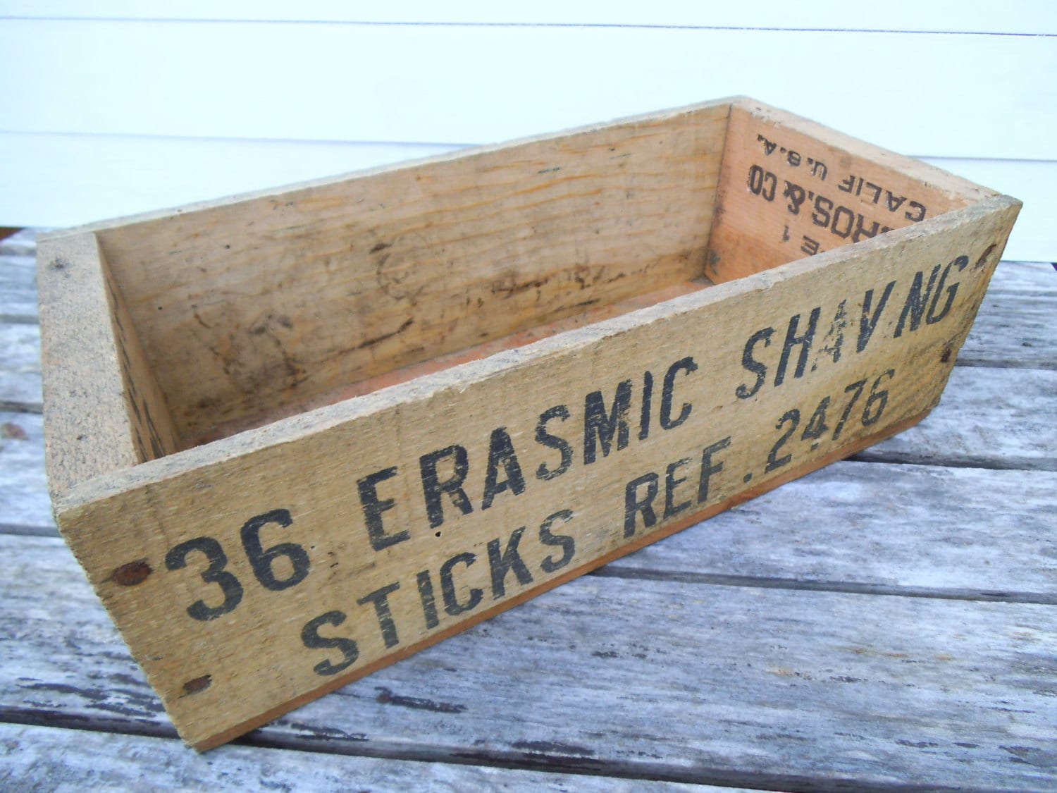 Vintage Wooden Box. Erasmic Shaving Advertising Box. Small Wood Crate ...
