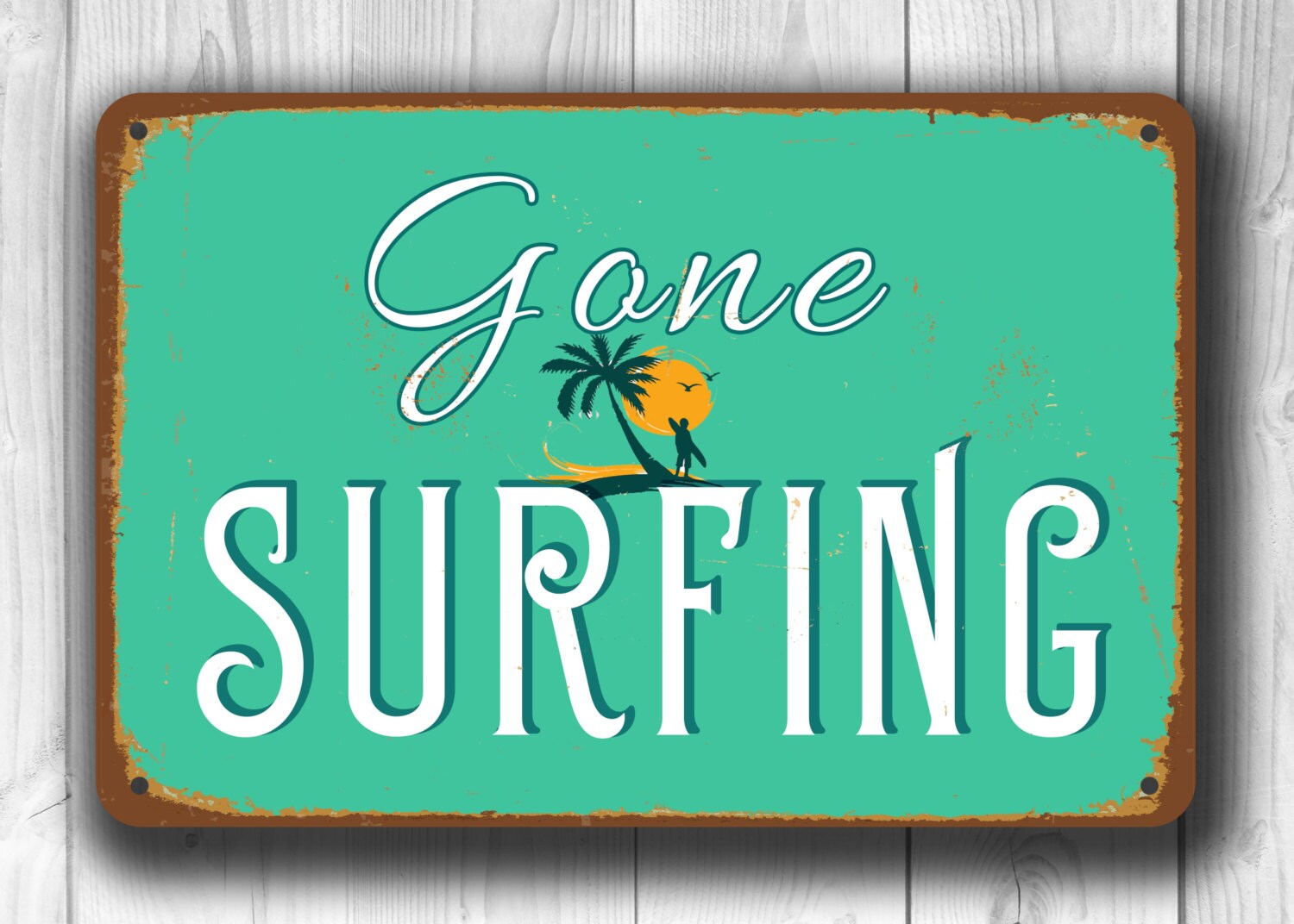 GONE SURFING SIGN Surf Sign Surfing Sign Vintage style Gone