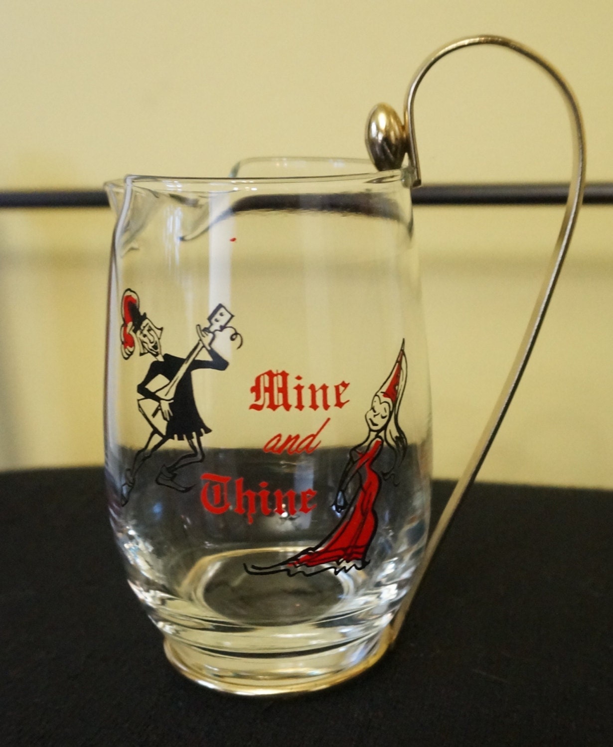 FREE SHIPPING; Vintage Libby Glass Pitcher; Metal Handle; Approx. 5 x 5 ...