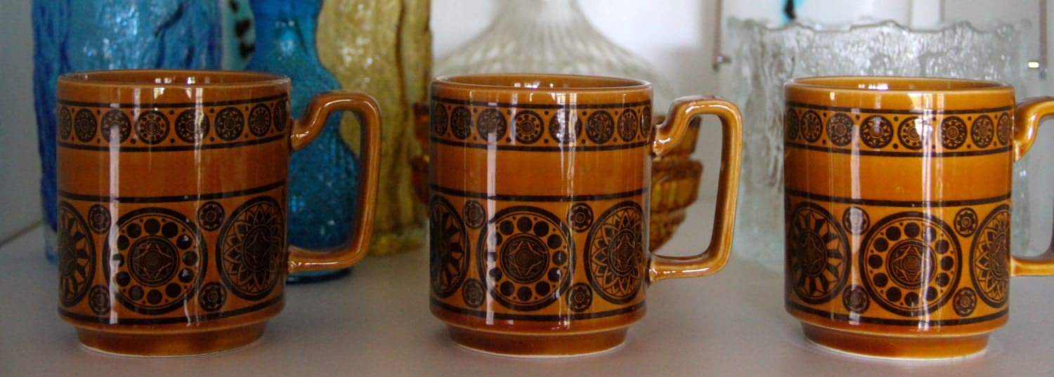 Vintage, 1970s Retro Ceramic Coffee Mugs (3) – Haute Juice