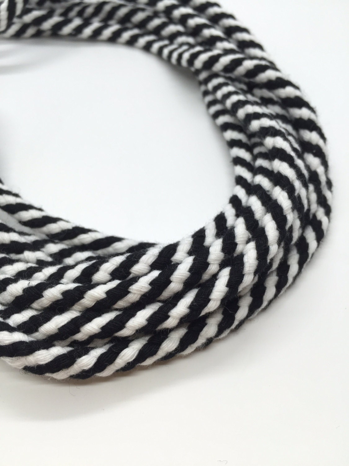 4 Yards 7mm Black and White Braided Cotton Cord / by miBonCrAft