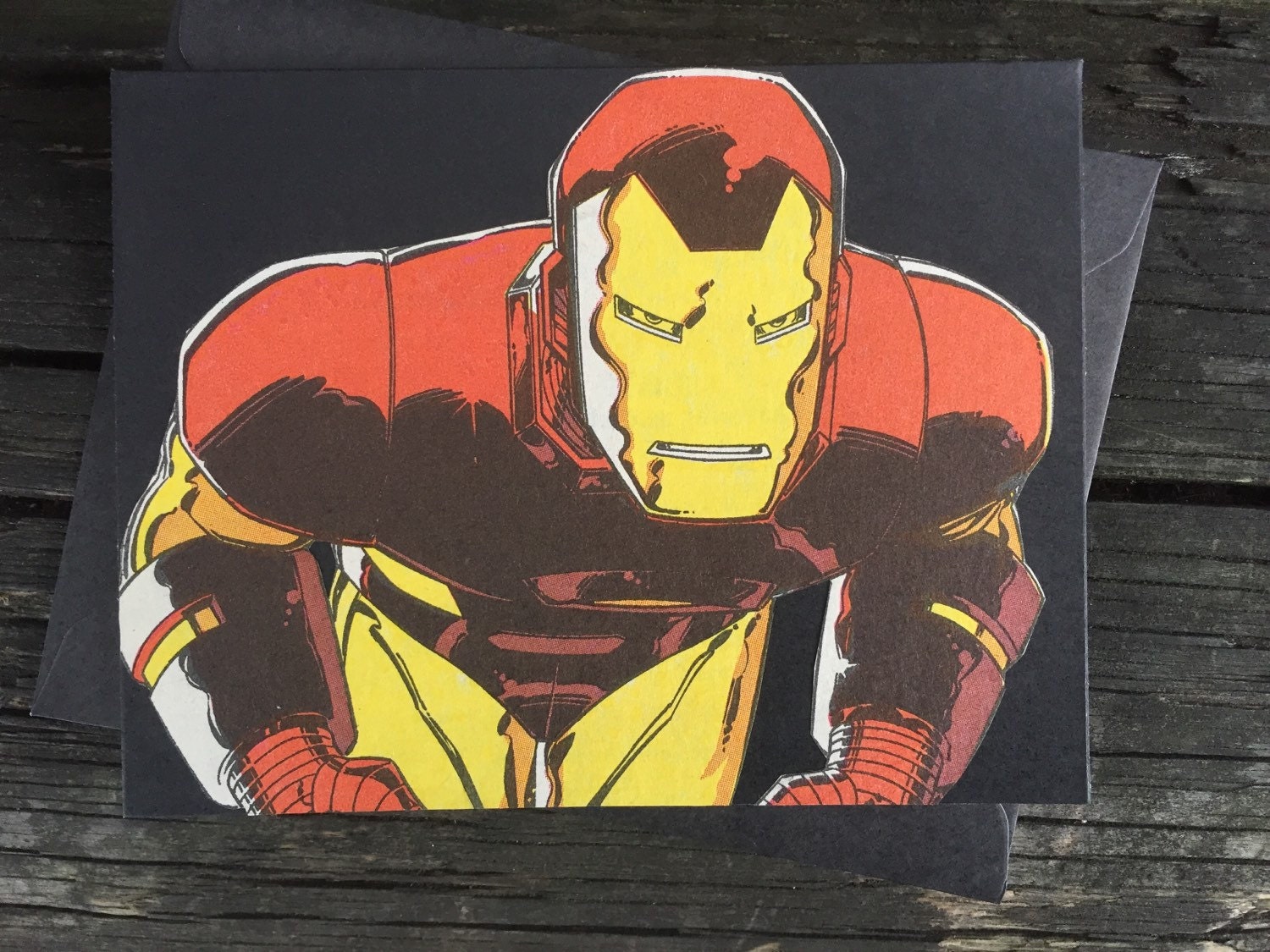 Vintage Marvel Avengers Iron Man Greeting Card by Sayitwithcomics