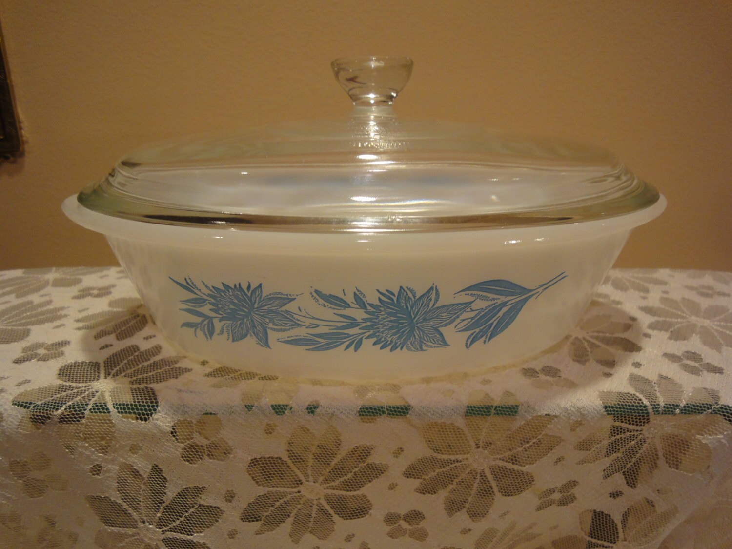 Glasbake Casserole Dish/Thistle Pattern Glasbake Serving Dish/Vintage ...