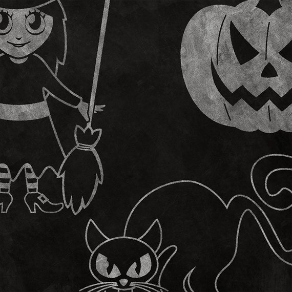 Chalkboard Halloween clipart. Commercial & personal by PolpoDesign