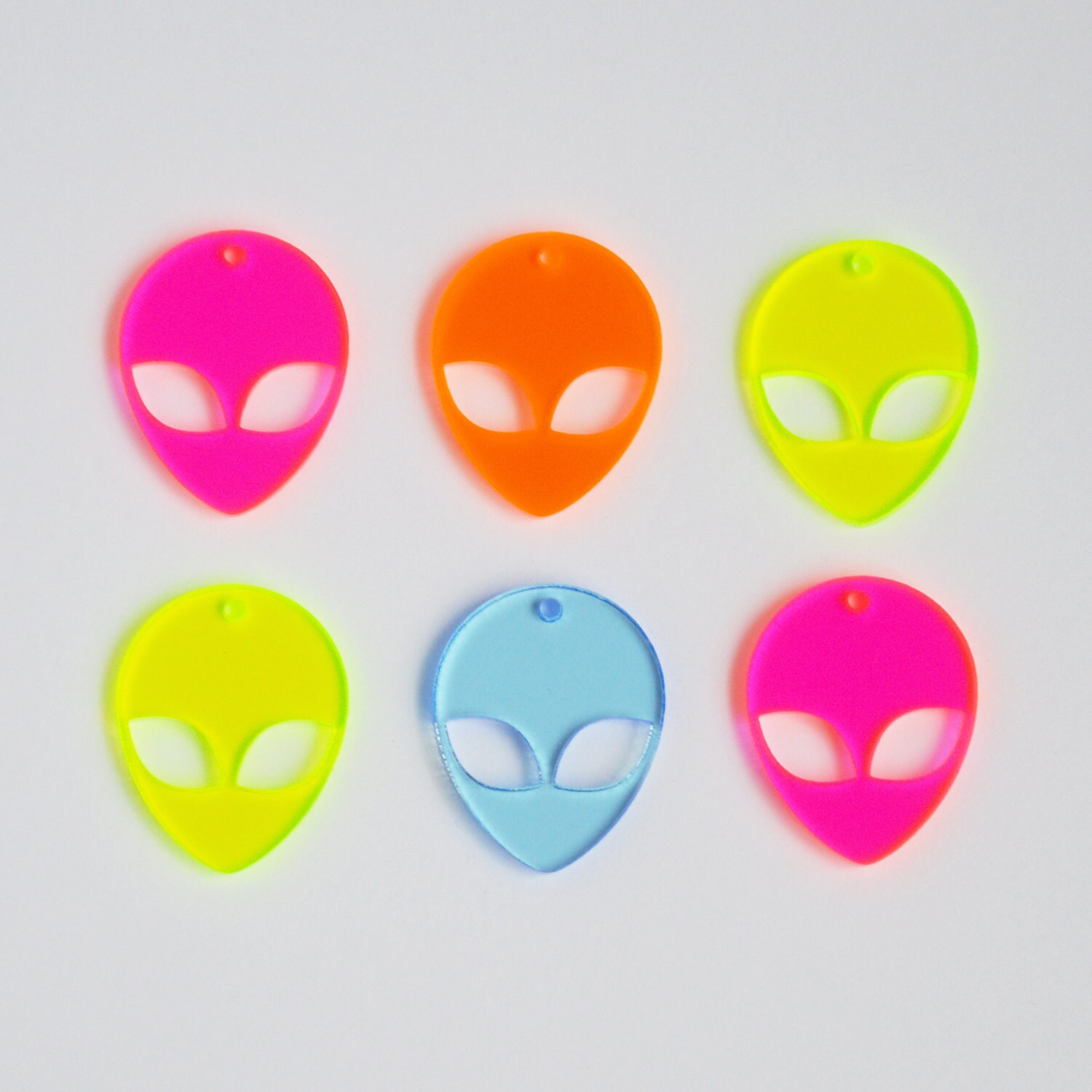 Laser cut acrylic alien charms // set of 6 // your choice of