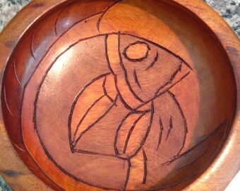 Wooden fish bowl | Etsy