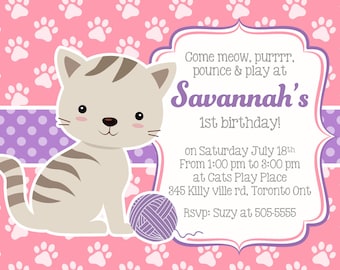 Cat invitation | Etsy