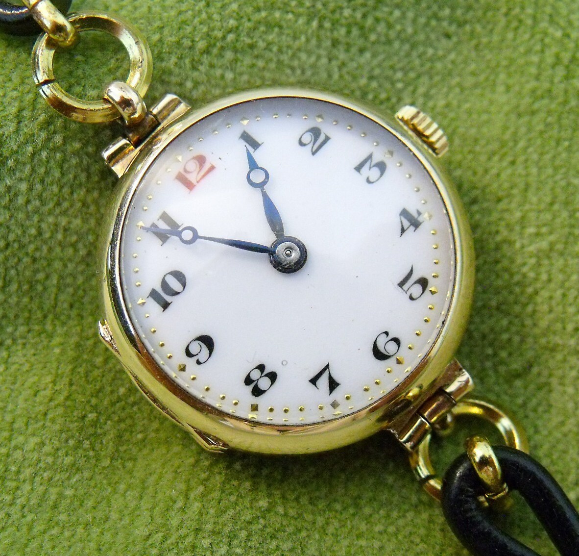 Art Deco Ladies 9ct Gold Wristwatch Working 1920 Hallmark New Leather ...
