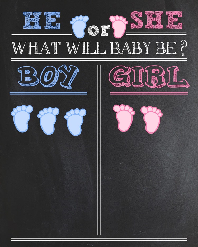PRINTABLE Baby Gender Voting Chalkboard by HappyFiestaDesign