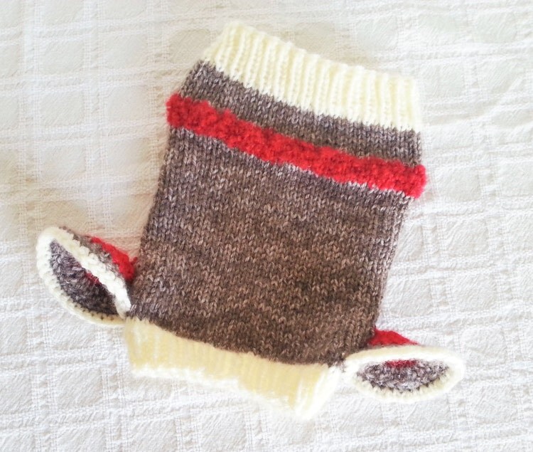 Sock Monkey Dog Snood / Hand Knit / Long Ear by MeekByDesign