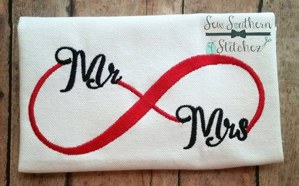 Mr and Mrs Infinity Embroidery Design Instant Download