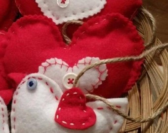 Items similar to felt bird ornament folk art decoration on Etsy