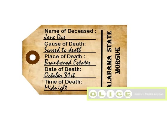 Items similar to Toe tag, Halloween party, Halloween morgue toe tags ...