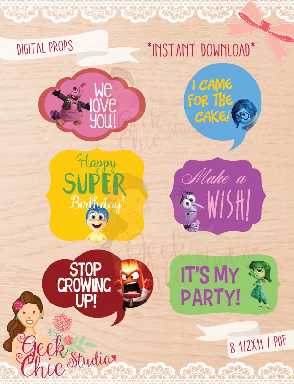 Inside out props Digital Props Photo Booth Props Speech