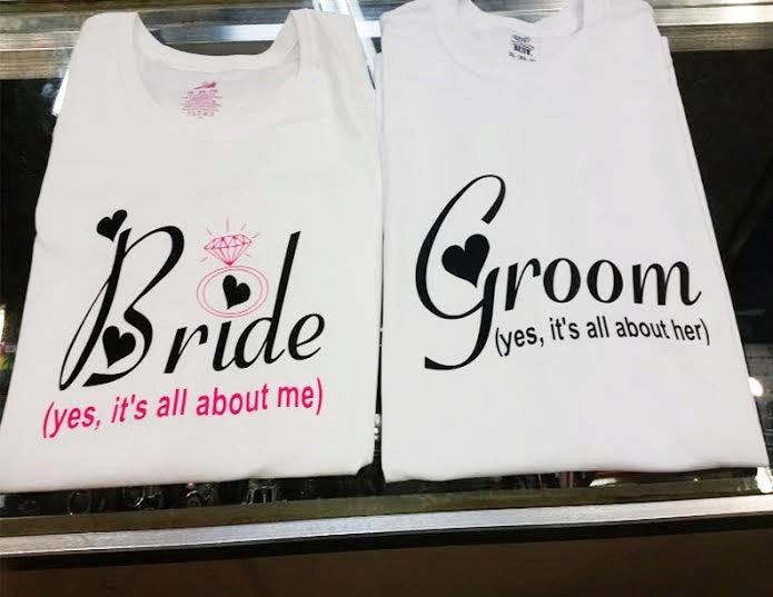 Cute Bride And Groom T Shirt Set
