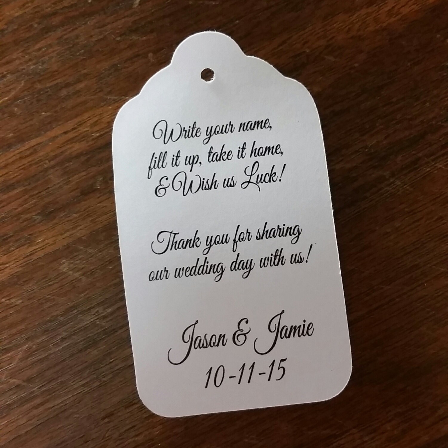Write your Name Fill It Up favor tags 100 Personalized Wedding