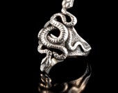 Items similar to Silver Snake Ring - Alpha Omega Snake Ring - Snake ...