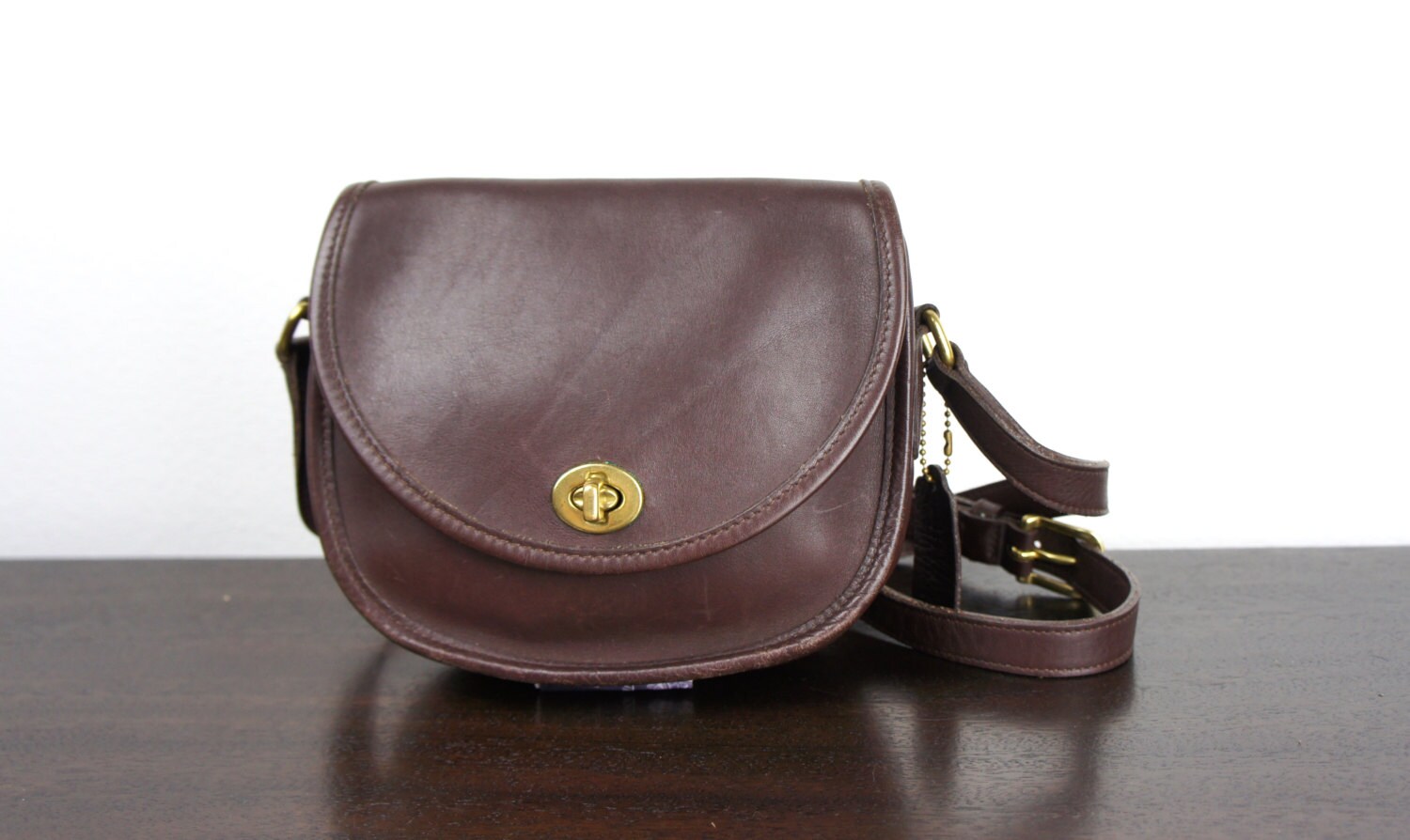 Vintage Coach Watson Bag Mahogany Brown Leather Long