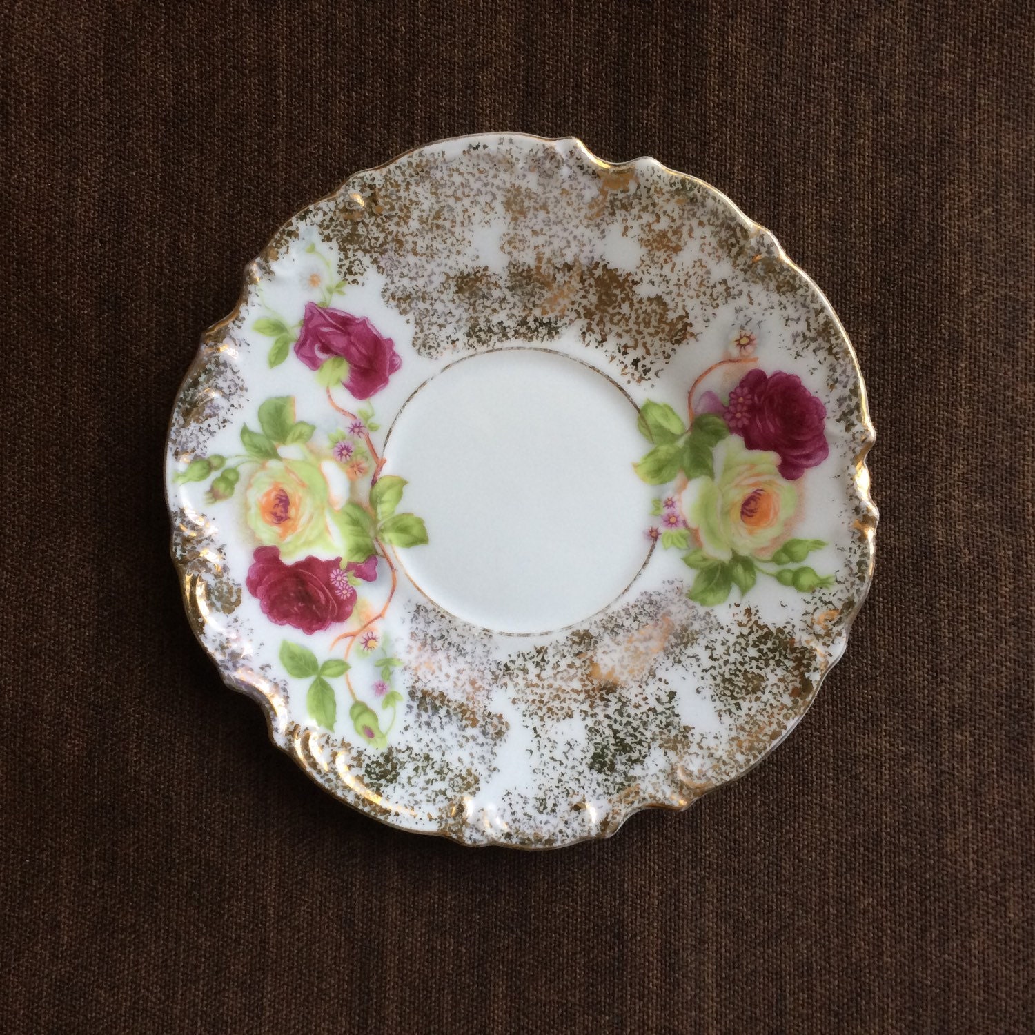 Vintage D&M Plate, Gold with Roses – Haute Juice
