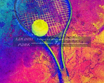 Tennis Artwork Sports Room Decor Modern Art Print by TakumiPark
