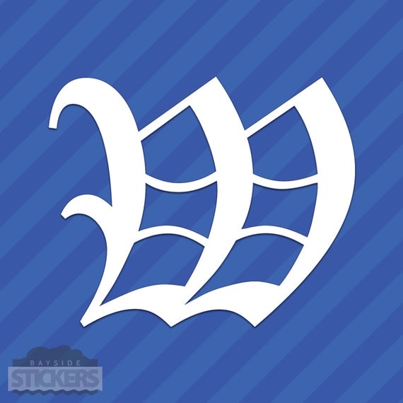 Old English Letter W Initial Vinyl Decal Sticker Diploma Font