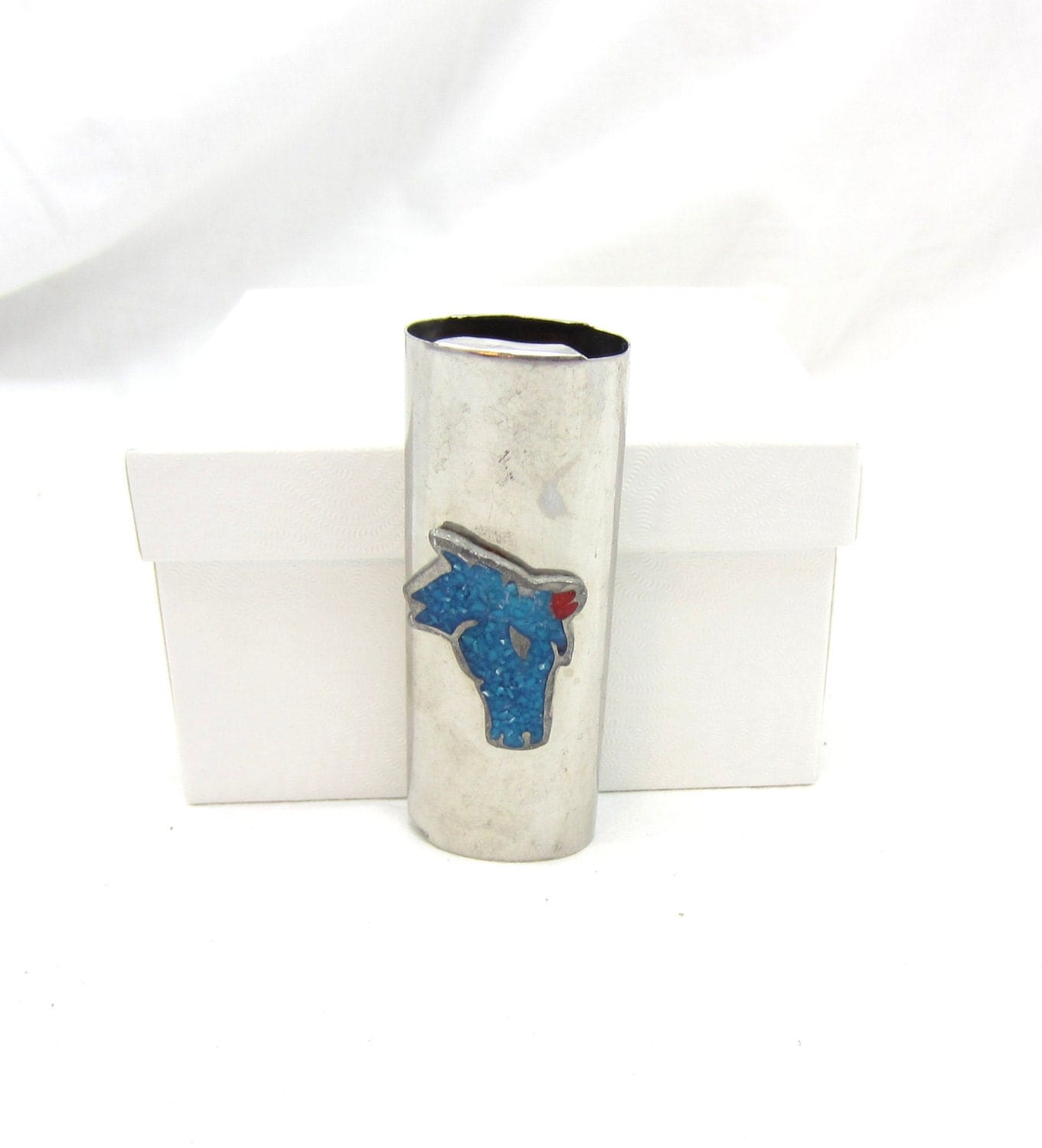 Vintage Silver Tone Horse Turquoise Bic Lighter Case Holder Cover ...
